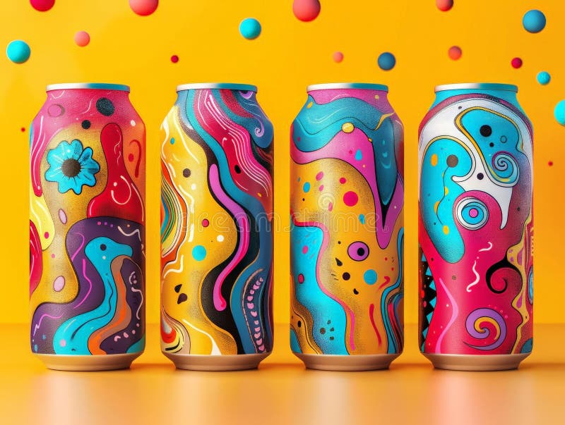 Vibrant Beer Can Design, Pop Art, Bold Colors Stock Illustration ...