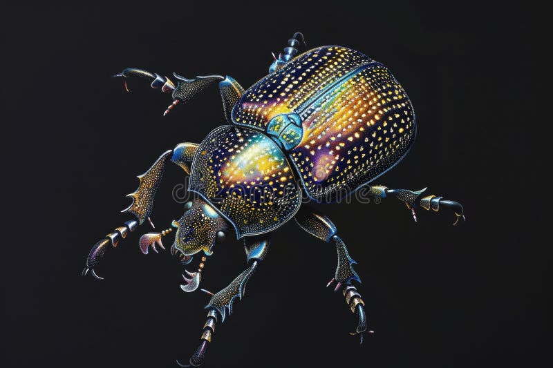 Vibrant Beetle on Dark Backdrop, Ideal for Nature-themed Designs Stock ...