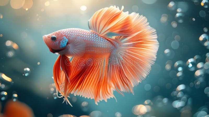 Vibrant Betta Fish Swimming in Illuminated Water Stock Image - Image of ...