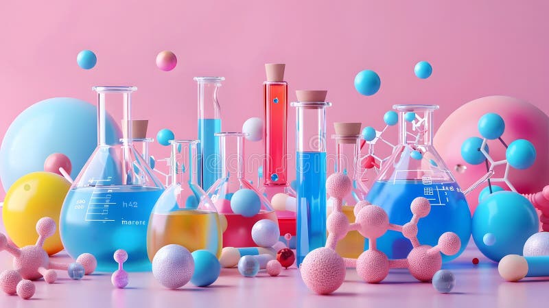 Vibrant Biochemistry Cartoon 3D of Scientific Work Process Stock ...