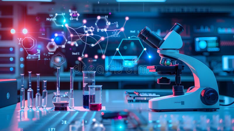 Vibrant Biochemistry Lab with Advanced Equipment Stock Illustration ...
