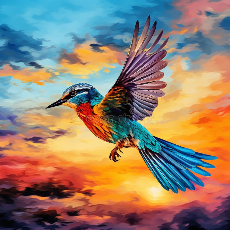 Vibrant Bird Mid-Flight stock image. Image of vibrant - 291241271