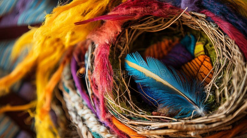 A Vibrant Bird Nesting Workshop with Materials Like Twigs, Feathers ...