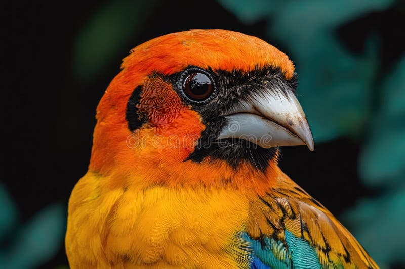 A Vibrant Bird Up Close on a Dark Backdrop Stock Photo - Image of close ...