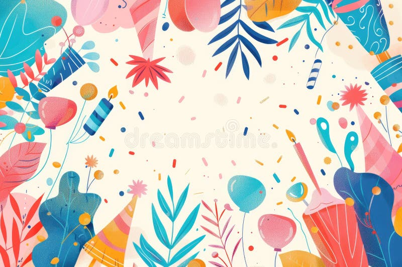 Vibrant Birthday Celebration Background with Colorful Party Elements ...