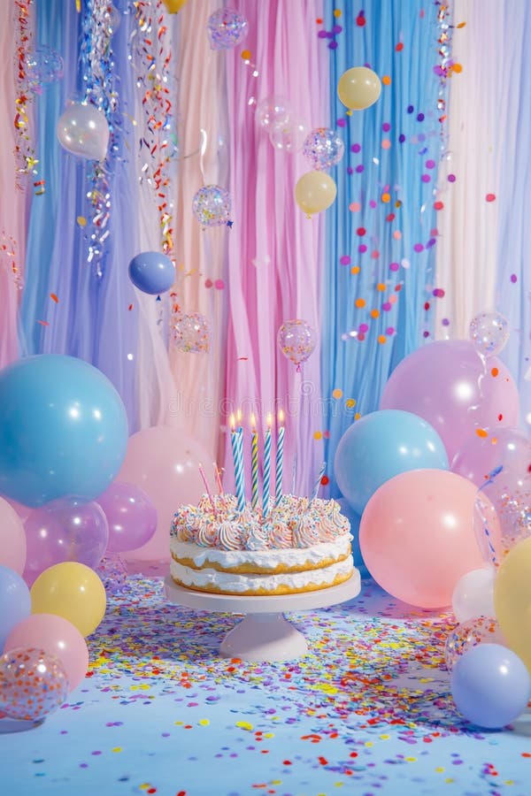 Colorful Birthday Party Celebration Setup Stock Illustration ...