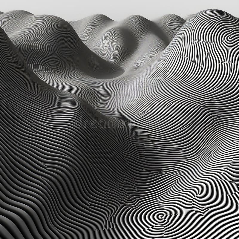 Vibrant Black and White Moire Landscape with Dynamic Movement Stock ...