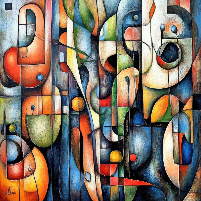 Vibrant Blend of Cubism and Impressionism Creates a Dynamic Abstract ...