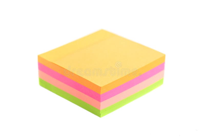 Vibrant Block of Multicolored Post it Notes Isolated on White. Stock ...