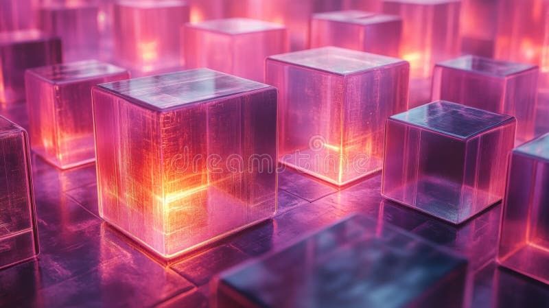 Colorful Illuminated Blocks Create an Abstract Pattern in a ...