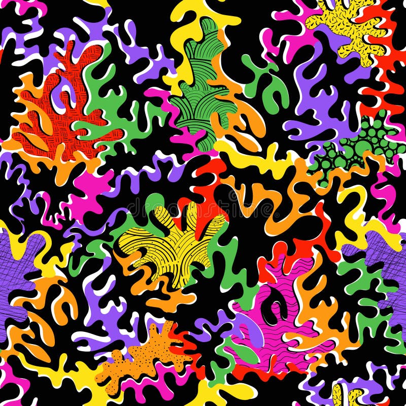 Vibrant Blots with Hand Drawn Lines and Circles in Doodle Style ...