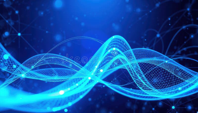 Vibrant Blue Abstract Background Featuring Flowing Wave Patterns and ...