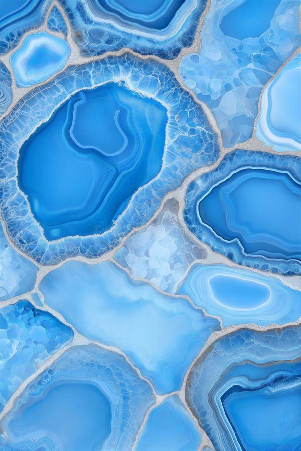 Vibrant Blue Agate Stone Texture with Crystalline Details and Layered ...