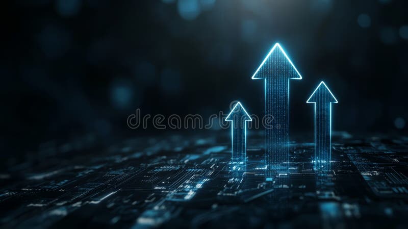 Vibrant Blue Arrow on Dark Background, a Striking Visual Representation ...