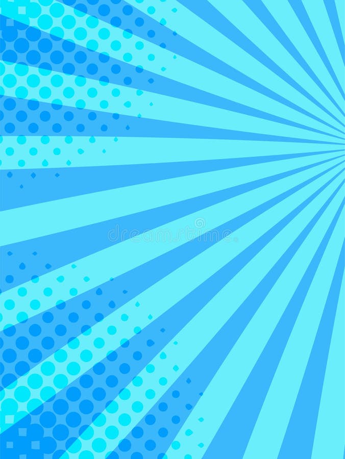 Vibrant Blue Backdrop with Converging Speed Lines and Halftone Dots ...