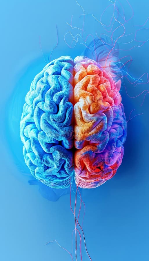 Vibrant Blue Backdrop with Detailed 3d Brain Render Highlighting Logic ...