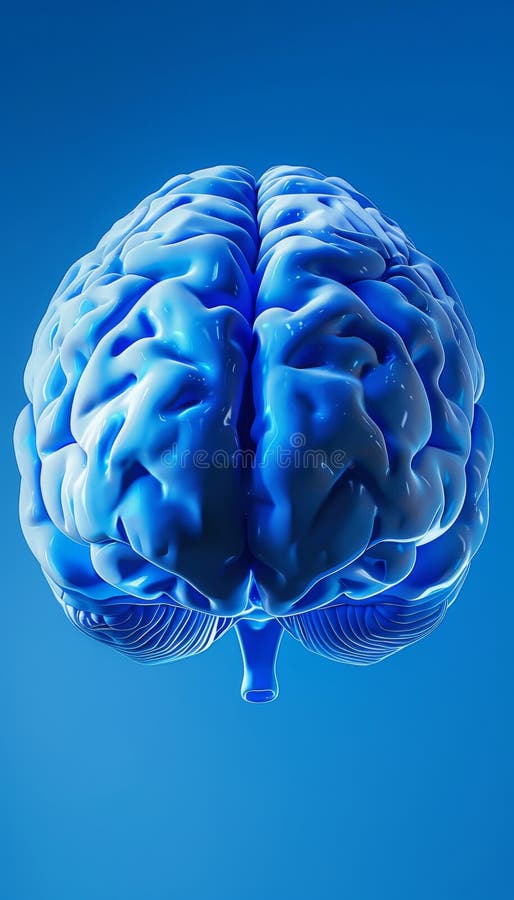 Vibrant Blue Backdrop with Detailed 3d Render of Human Brain S Logic ...