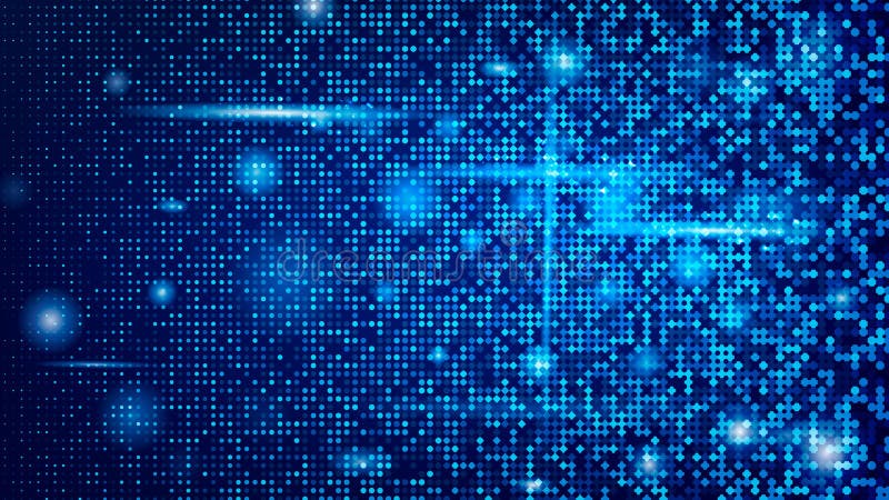 Vibrant Blue Backdrop Filled with Glowing Dots and Geometric Shapes ...