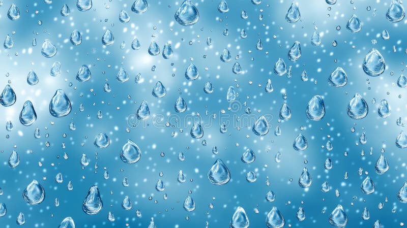 Vibrant Blue Background with Crystal Clear Water Drops, a Refreshing ...