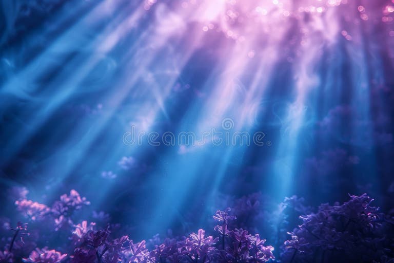 Vibrant Blue Background with Diverging Sun Rays and Central Lilac ...