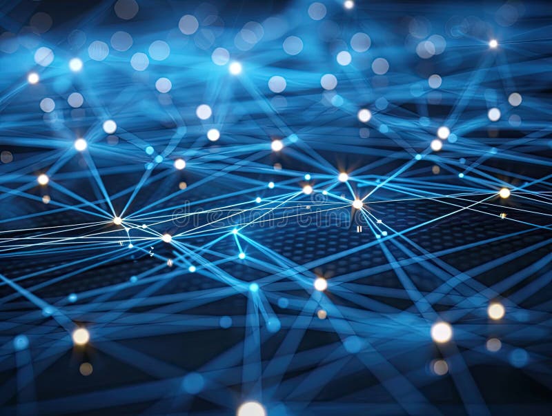 A Vibrant Blue Background Filled with Numerous Lines and Dots Stock ...