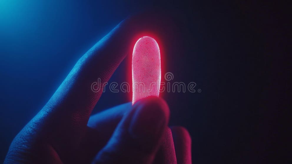 A Vibrant Blue Background Serves As the Setting for a Single Fingerprint, an Image that Can Be ...