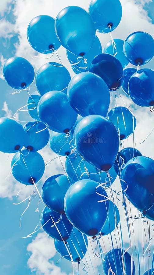 Vibrant Blue Balloons Floating in a Clear Sky Stock Illustration ...
