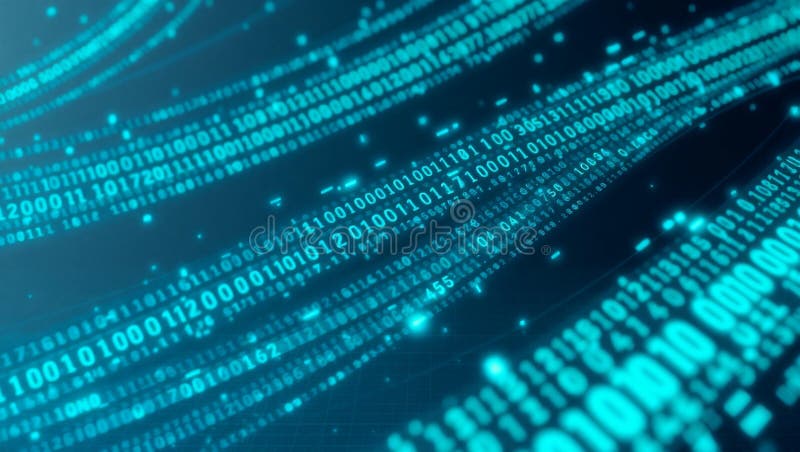 A Digital Stream of Binary Code Flowing Across a Dark Background in Shades of Blue Stock ...