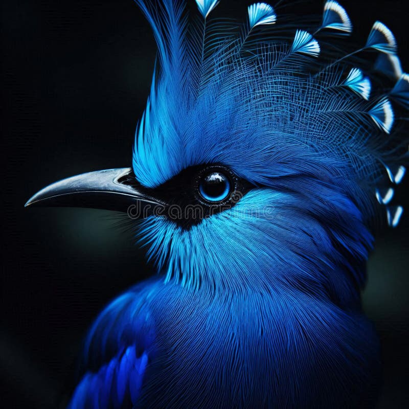 A Vibrant Blue Bird with Intricate Feathers and a Sharp Beak Stock ...