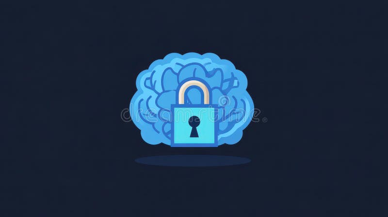 A Vibrant Blue Brain Graphic, Showcasing a Secure Lock, Symbolizes the ...