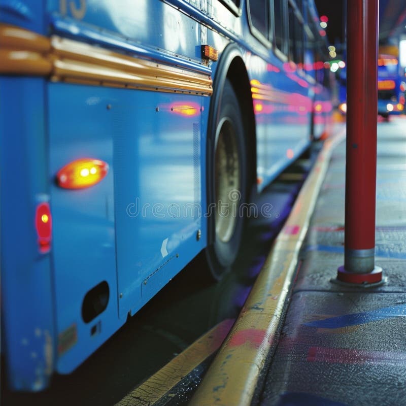 Vibrant Blue Bus with Eye-catching Parking Rails Stock Illustration ...
