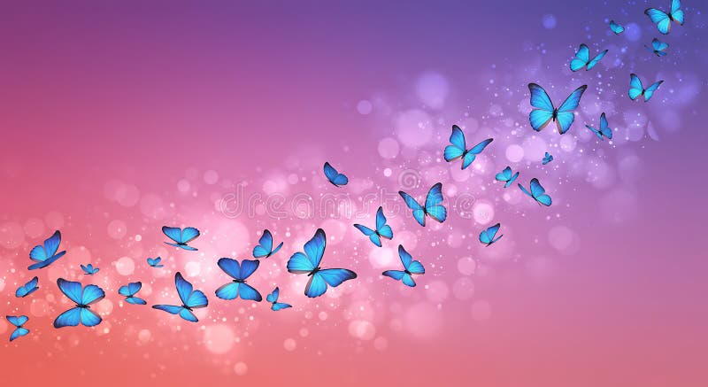 Vibrant Blue Butterflies on Gradient Background, Generative Ai Stock ...