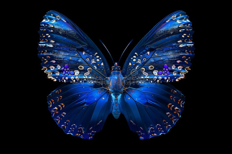 A Vibrant Blue Butterfly with Intricate Patterns and Textures Against a ...