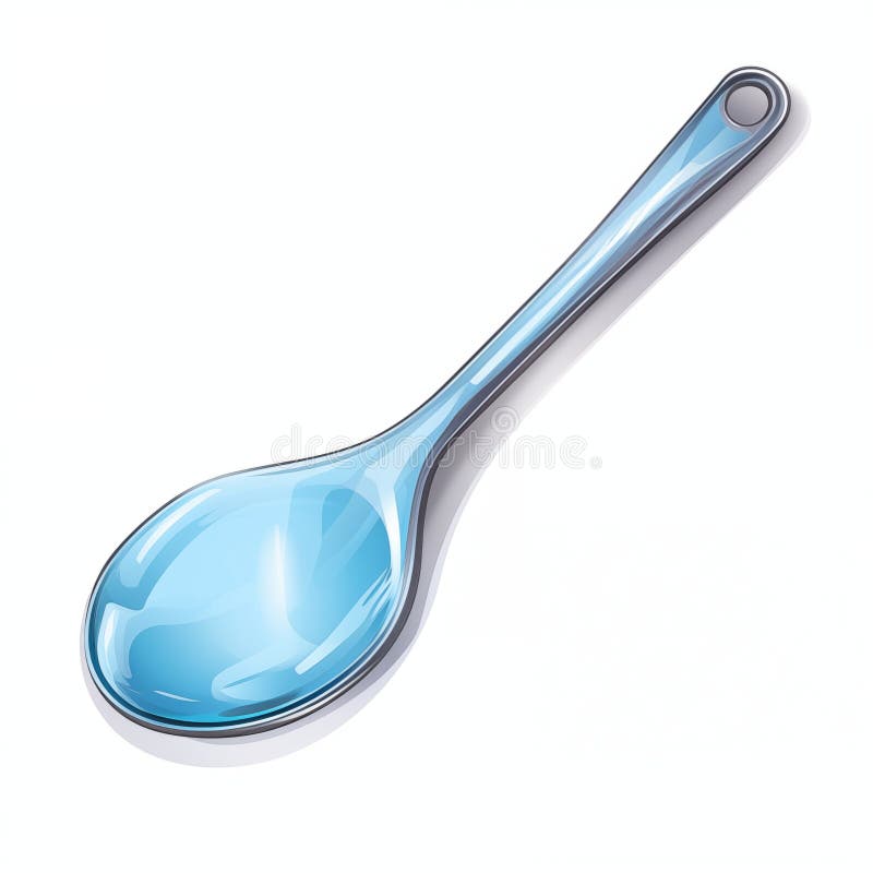 A Vibrant Blue Cartoon Spoon Lying Flat on a White Surface, Ready for ...