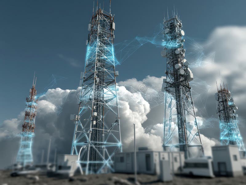 A Vibrant Blue Cell Phone Tower Complex, Symbolizing Advanced ...