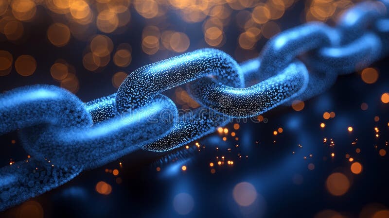 Vibrant Blue Glowing Chain Link Render Abstract Environment 3D ...