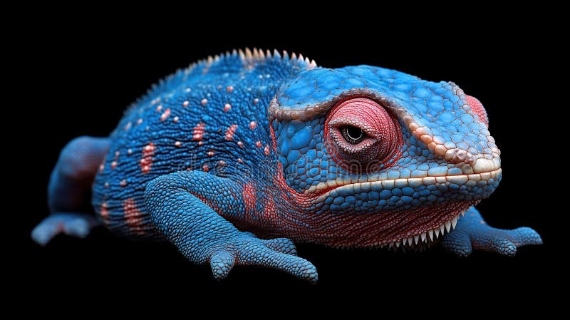 Vibrant Blue Chameleon Portrait Stock Image - Image of vertebrate ...