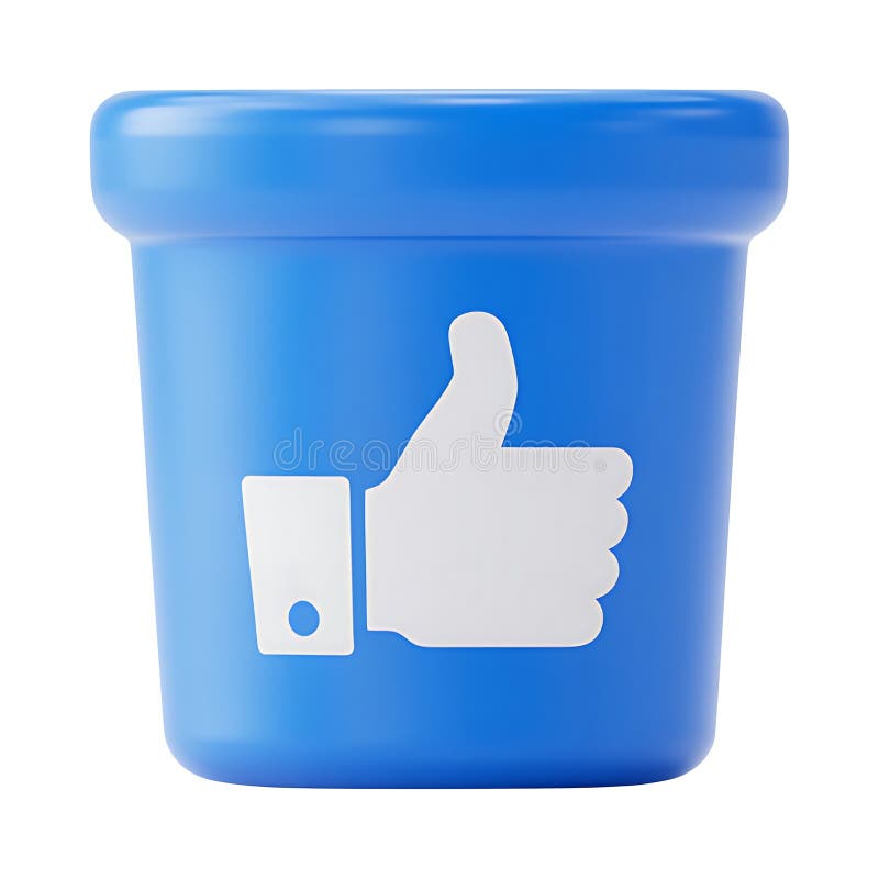 A Vibrant Blue Container Displays a Facebook Like Icon. Stock ...