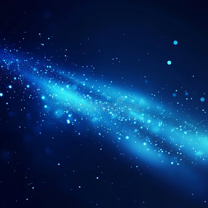 Bright Blue Cosmic Stream with Sparkling Particles and Glowing Effects ...