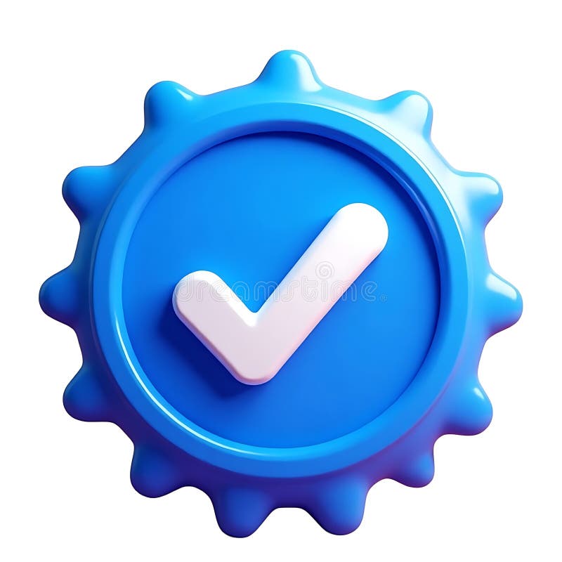 3D Blue Plastic Checkmark Icon White Background Glossy Finish Stock ...