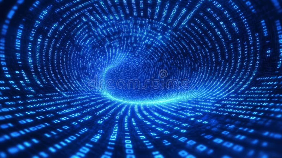 Vibrant Blue Digital Binary Code Cascading on a Computer Screen Creating a Tech Inspired ...