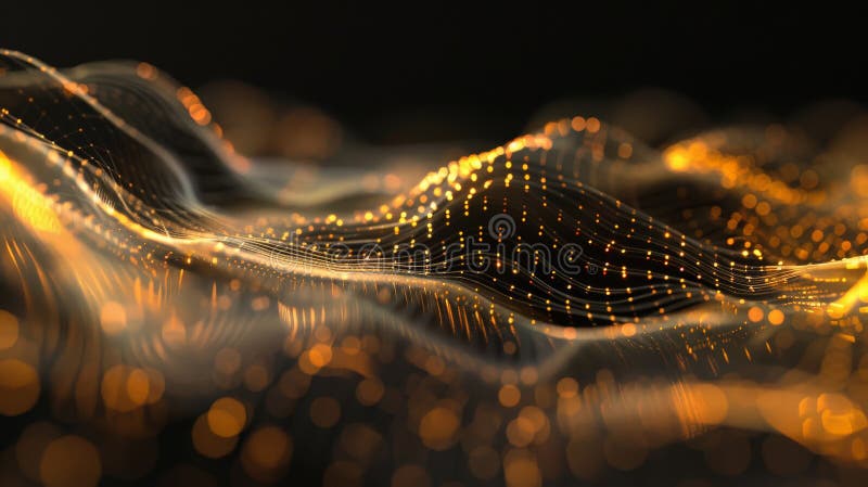 Vibrant Blue Digital Network Waves with Glowing Nodes. Suitable for ...