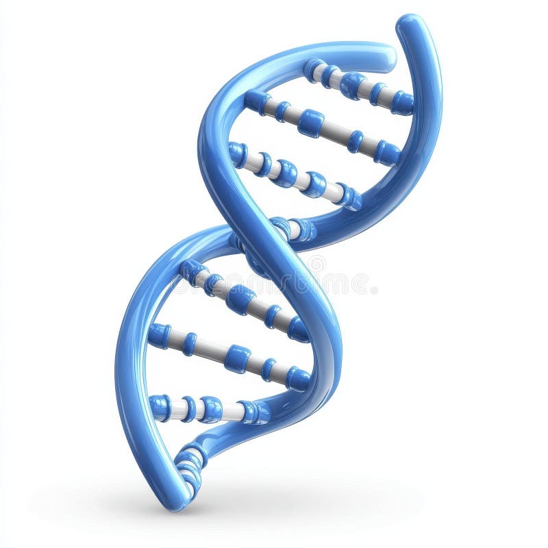 Vibrant Blue DNA Molecule Visualization Featuring Two White Strands and ...