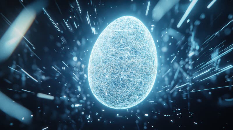 A Vibrant Blue Egg Rests among Contrasting White and Black Objects ...