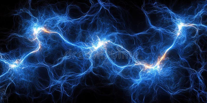 Vibrant Blue Electric Energy Patterns Radiating Against a Dark ...