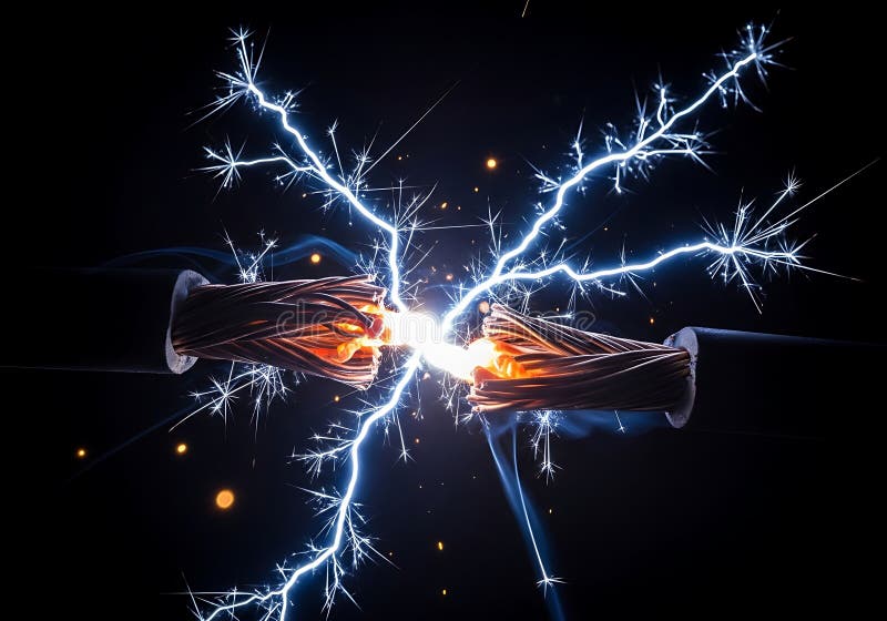 Intense Electrical Discharge between Two Points Creating Bright Blue ...