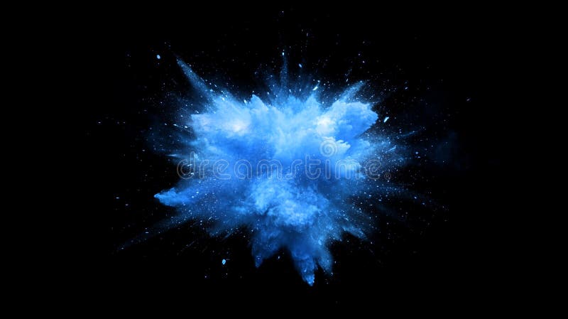 Blue Explosion of Color Against a Black Background Creating a Vivid ...