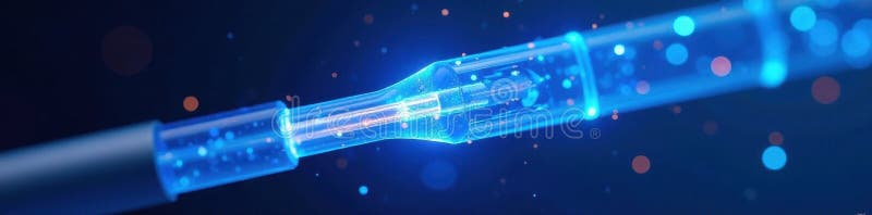 Vibrant Blue Fiber Optic Bundle, Close Up View , Wires, High Tech ...