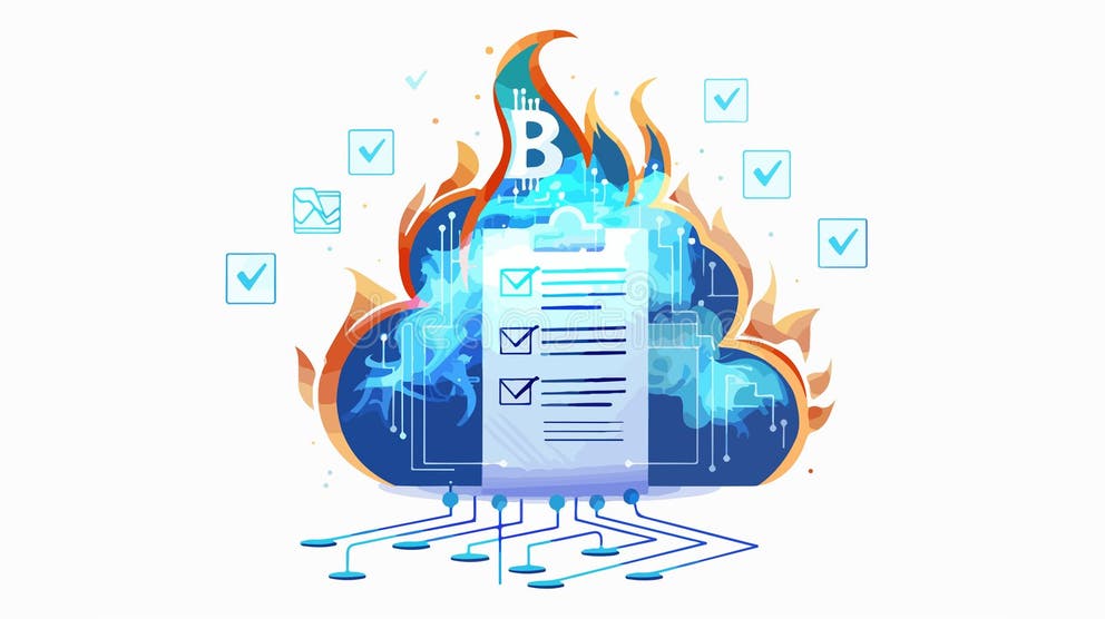 Vibrant Blue Flame Cloud Firewall Illustration for Cybersecurity ...
