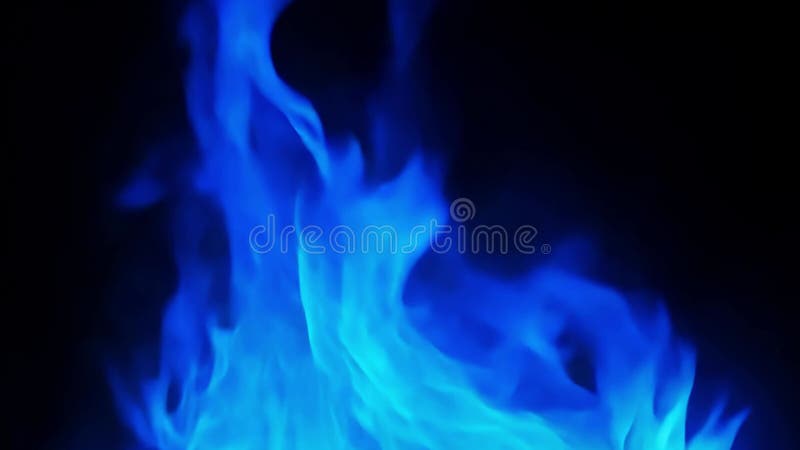 Abstract Blue Fire Flames Burning on Black Background Stock Footage ...